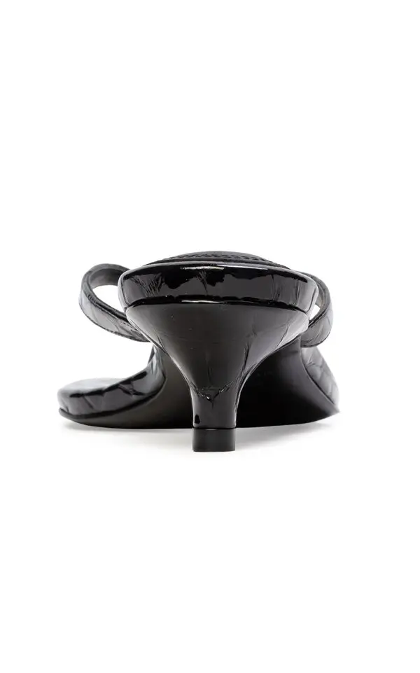 BLACK SUEDE STUDIO Kendal Croc Patent Leather Sandals - Black