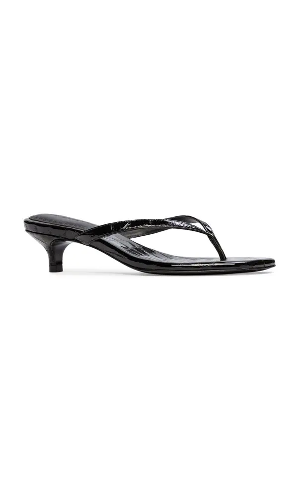 BLACK SUEDE STUDIO Kendal Croc Patent Leather Sandals - Black