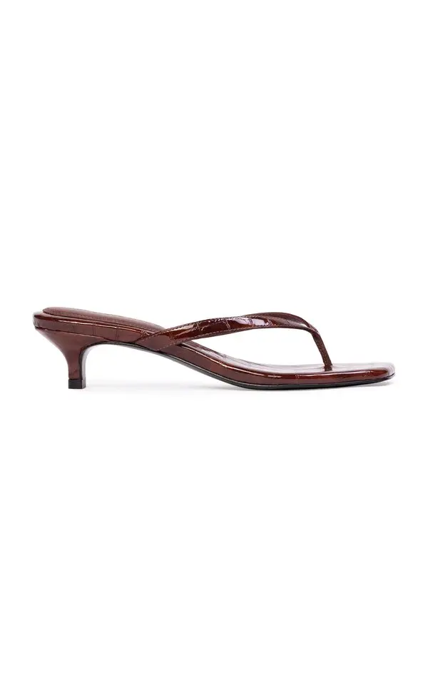 BLACK SUEDE STUDIO Kendal Croc Patent Leather Sandals - Brown