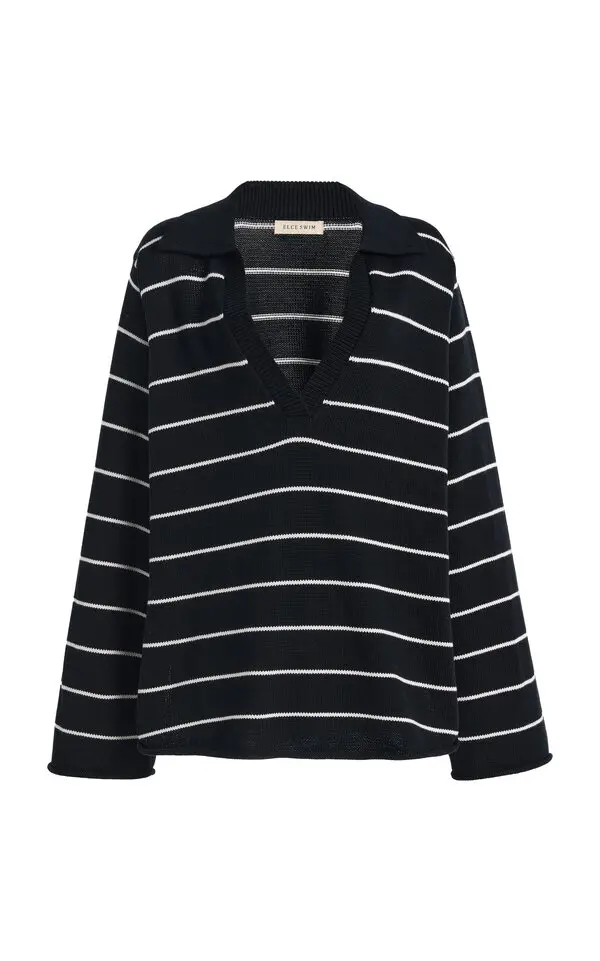 ELCE Umi Striped Cotton Sweater - Black/white