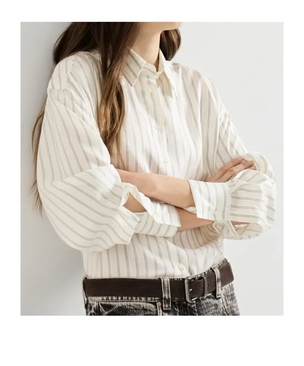 Brunello Cucinelli Striped Silk-poplin Shirt With Monili