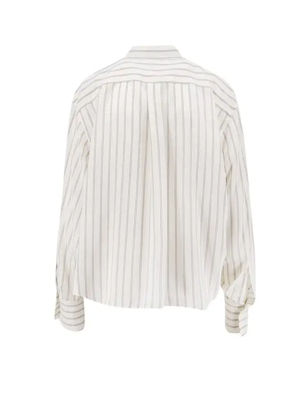 Brunello Cucinelli Striped Silk-poplin Shirt With Monili