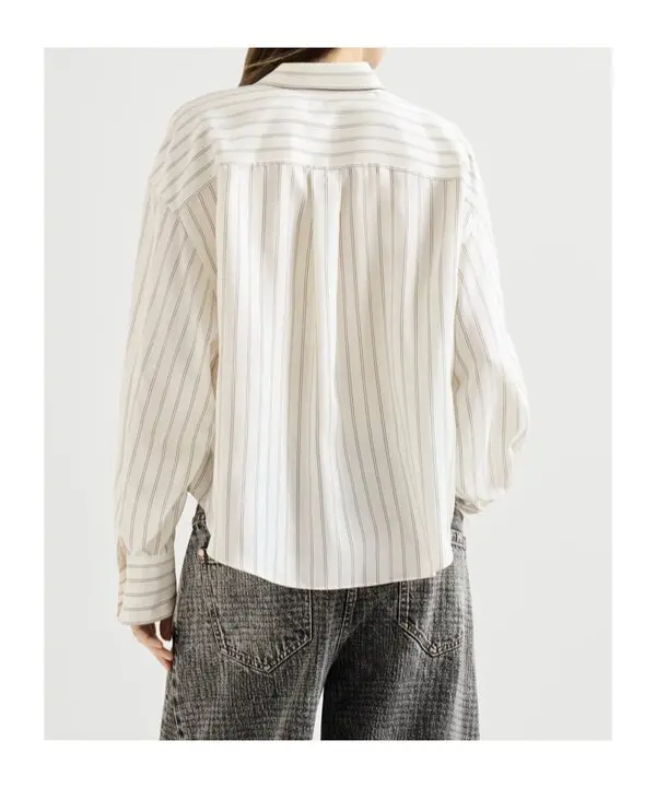 Brunello Cucinelli Striped Silk-poplin Shirt With Monili