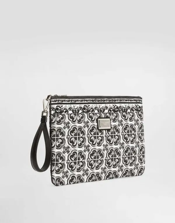 Dolce & Gabbana Graphic-print Leather Clutch Bag
