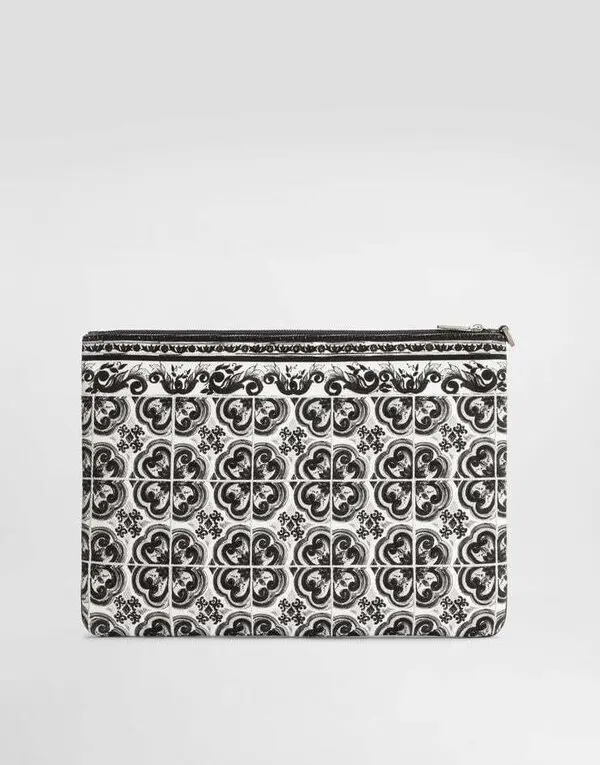 Dolce & Gabbana Graphic-print Leather Clutch Bag