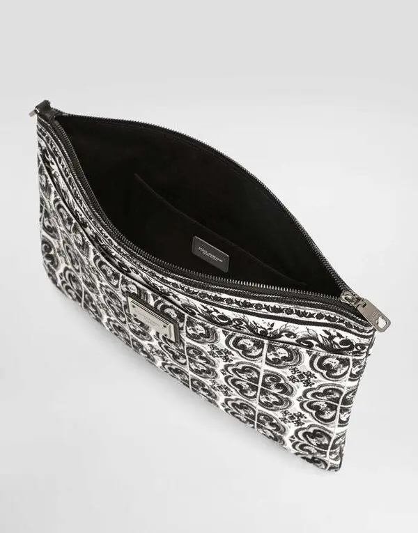 Dolce & Gabbana Graphic-print Leather Clutch Bag