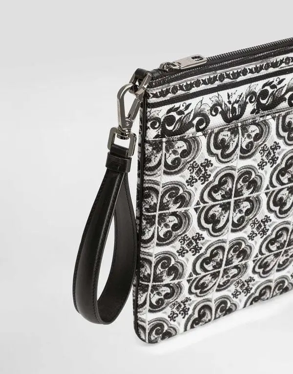 Dolce & Gabbana Graphic-print Leather Clutch Bag