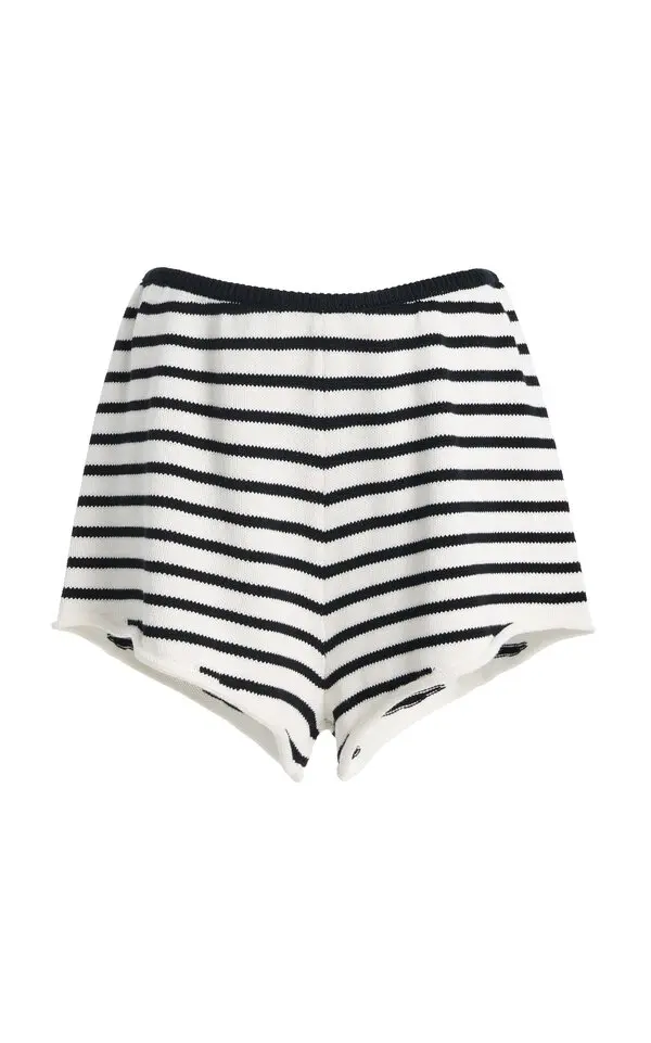ELCE Cordelia Striped Cotton Shorts - Black,white