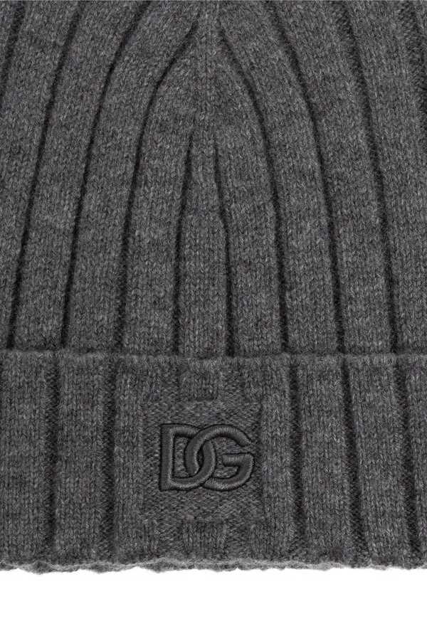 Dolce & Gabbana Dolce Gabbana Logo Detailed Ribbed Beanie