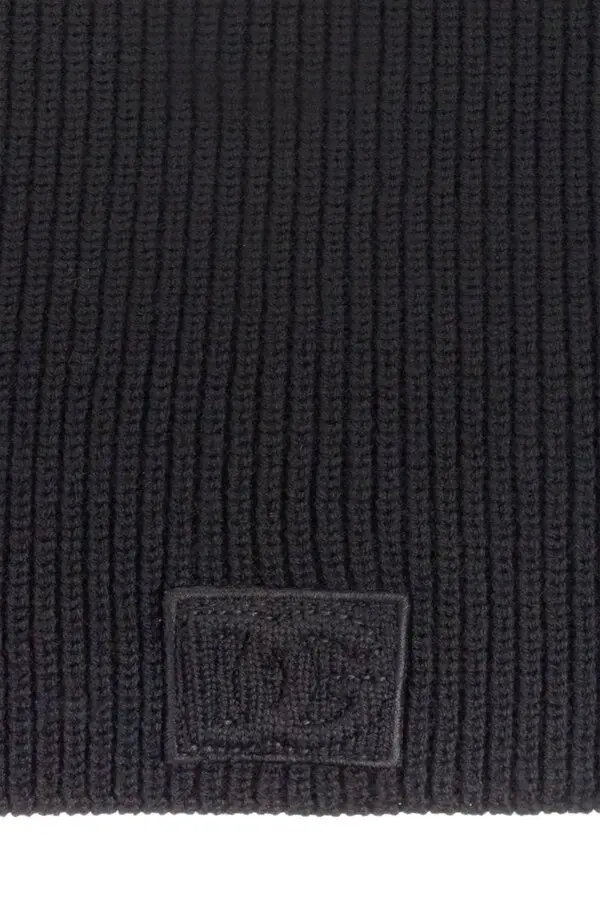 Dolce & Gabbana Dolce Gabbana Logo Patch Ribbed Scarf
