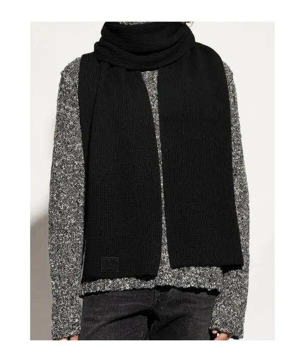 Dolce & Gabbana Dolce Gabbana Logo Patch Ribbed Scarf