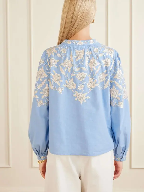Sea Alina Embroidered Cotton And Linen-blend Blouse