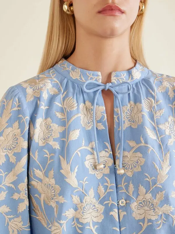Sea Alina Embroidered Cotton And Linen-blend Blouse