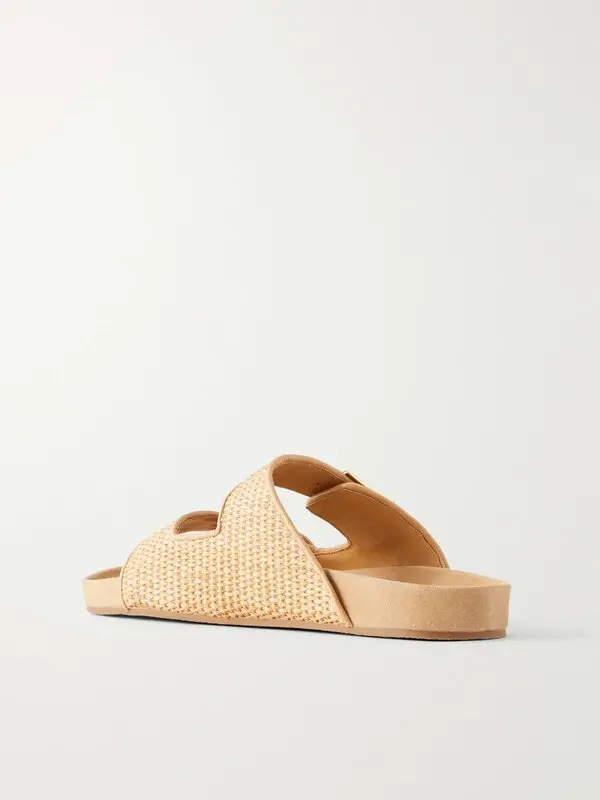 Tory Burch Mellow Logo-embellished Raffia And Leather Sandals