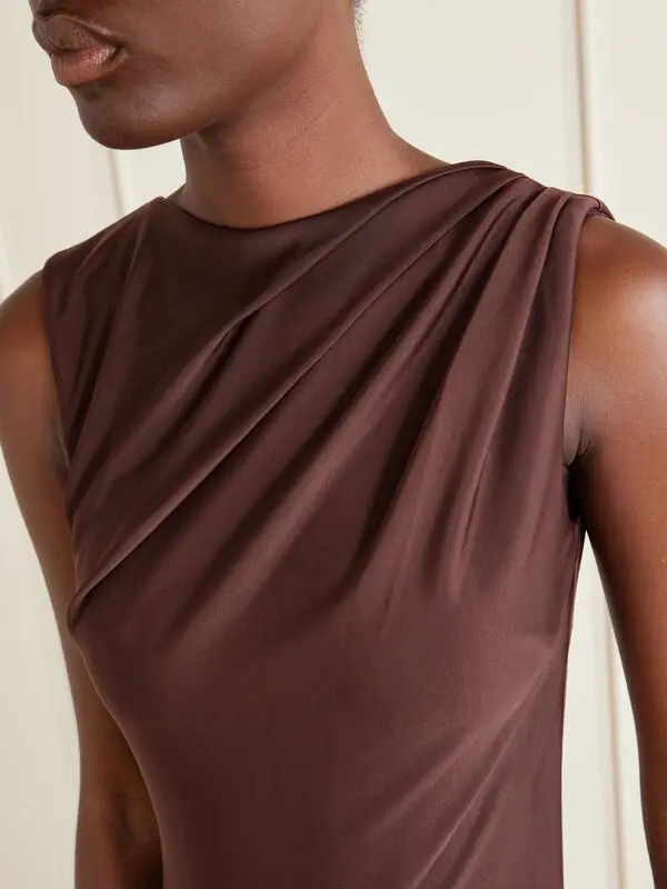 Rebecca Vallance Hazine Open-back Ruched Embellished Gown