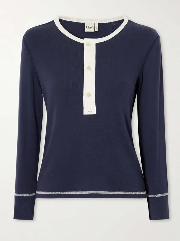 Chloé Ribbed Cotton-jersey Shirt