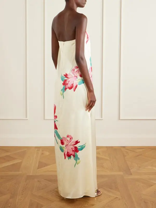 Rebecca Vallance Sunblush Bloom Floral-print Silk Gown - Yellow