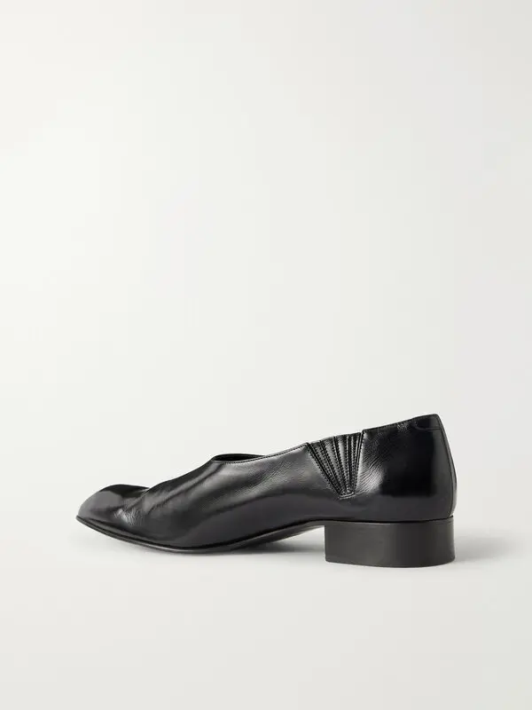 Khaite Colt Glazed Leather Slip-on Loafers - Black