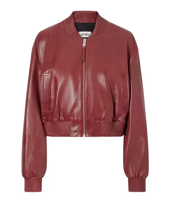 ARMA Hannan Leather Bomber Jacket - Red