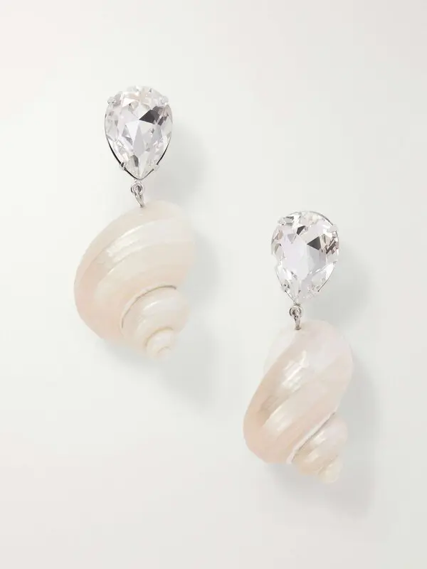 JENNIFER BEHR Lucius Crystal-embellished Shell Earrings