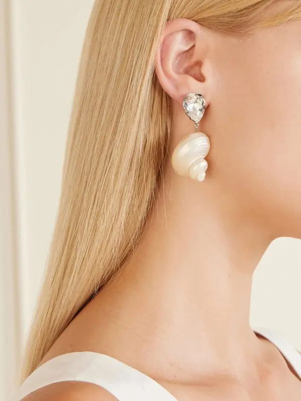 JENNIFER BEHR Lucius Crystal-embellished Shell Earrings