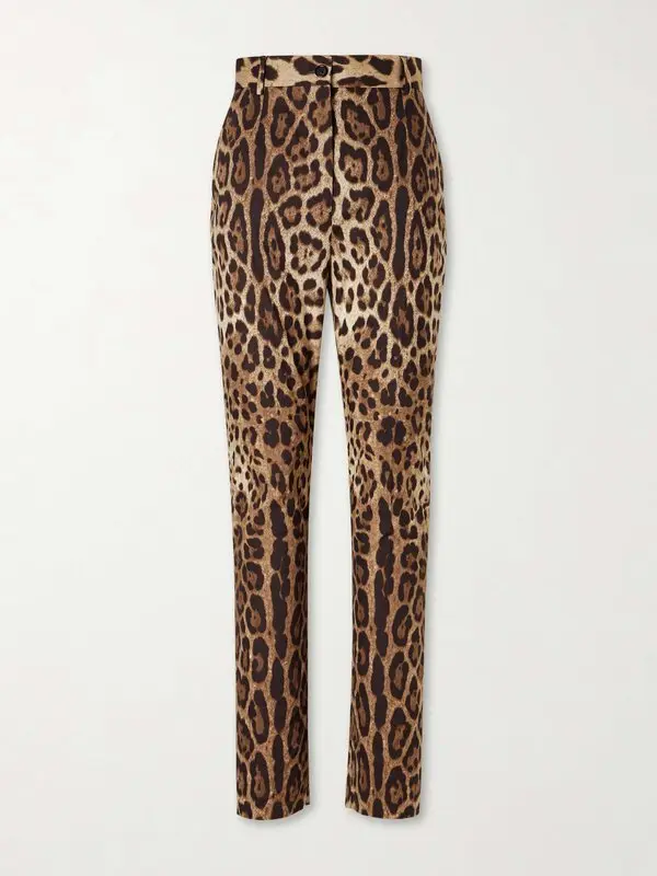 Dolce & Gabbana Leopard-print High-rise Cotton Straight-leg Pants - Leopard Print