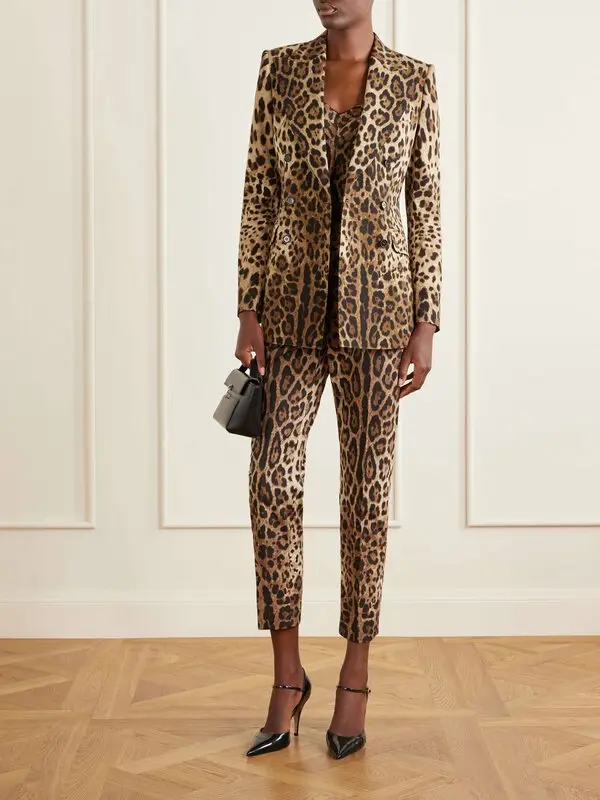 Dolce & Gabbana Leopard-print High-rise Cotton Straight-leg Pants