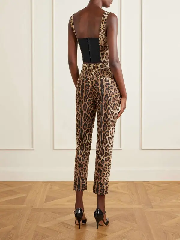 Dolce & Gabbana Leopard-print High-rise Cotton Straight-leg Pants