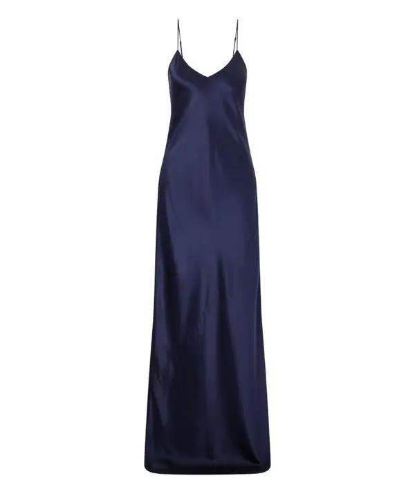NILI LOTAN Silk-satin Cami Gown - Blue