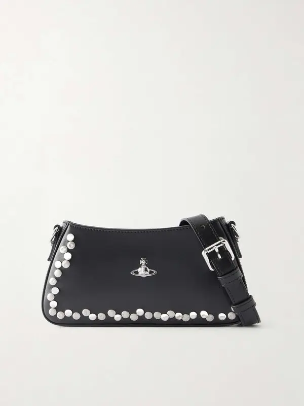 VIVIENNE WESTWOOD Tasha Studded Leather Shoulder Bag - Black