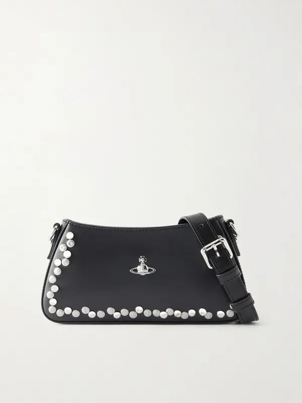 VIVIENNE WESTWOOD Tasha Studded Leather Shoulder Bag - Black