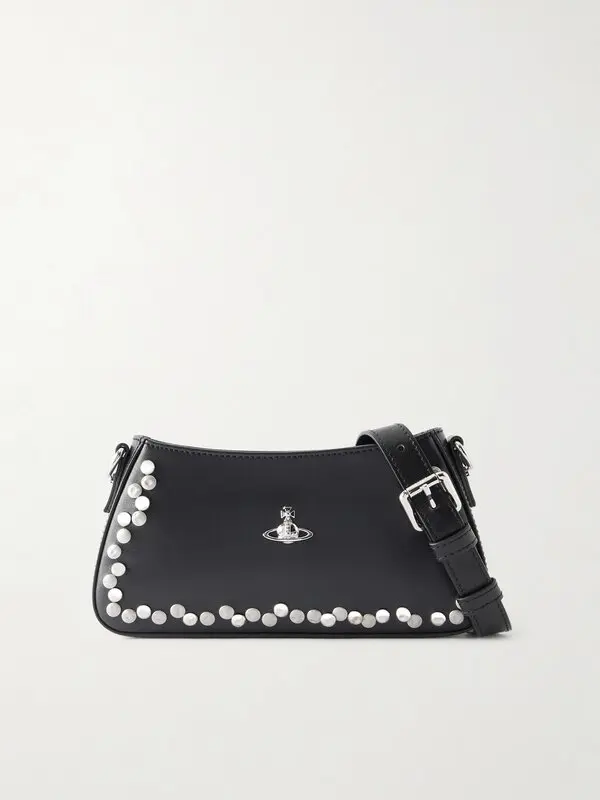 VIVIENNE WESTWOOD Tasha Studded Leather Shoulder Bag - Black