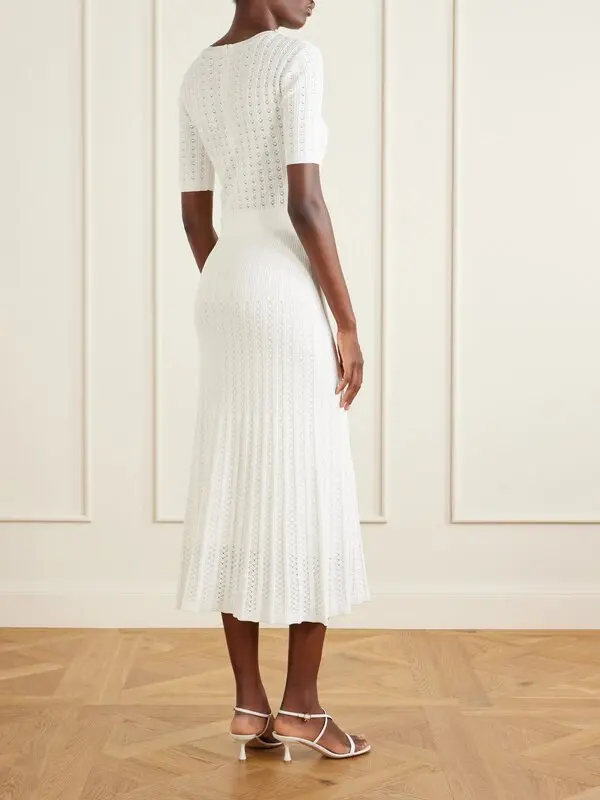 Rebecca Vallance Embellished Crochet-knit Midi Dress
