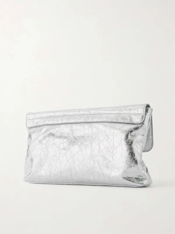 Balenciaga Le City Crinkled Leather Clutch