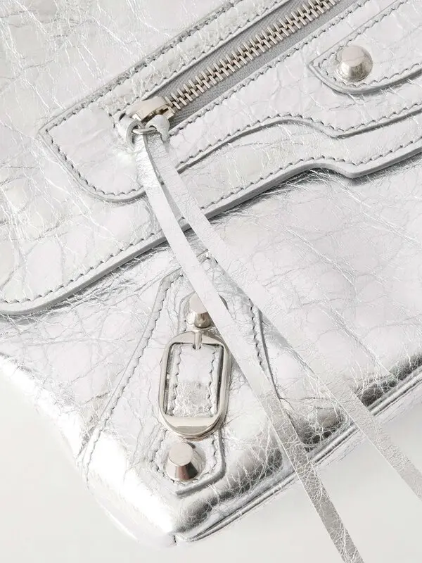 Balenciaga Le City Crinkled Leather Clutch
