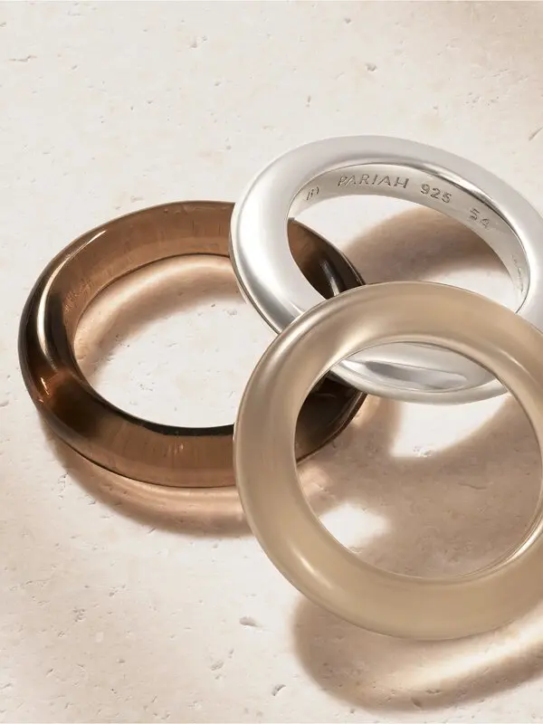BY PARIAH Stone Trilogy Ring Set - Brown