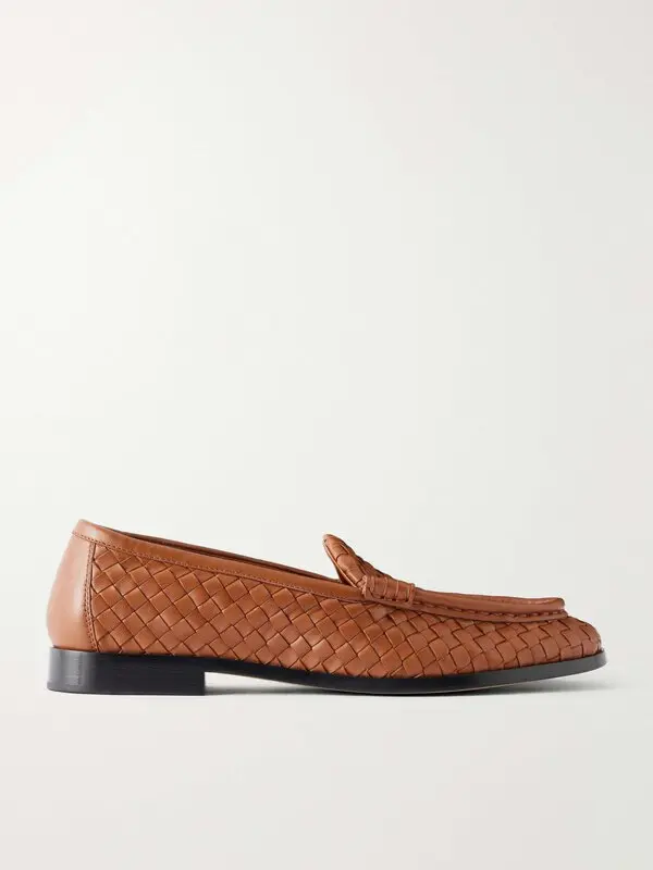 Bottega Veneta Silenzio Intrecciato Leather Loafers - Brown