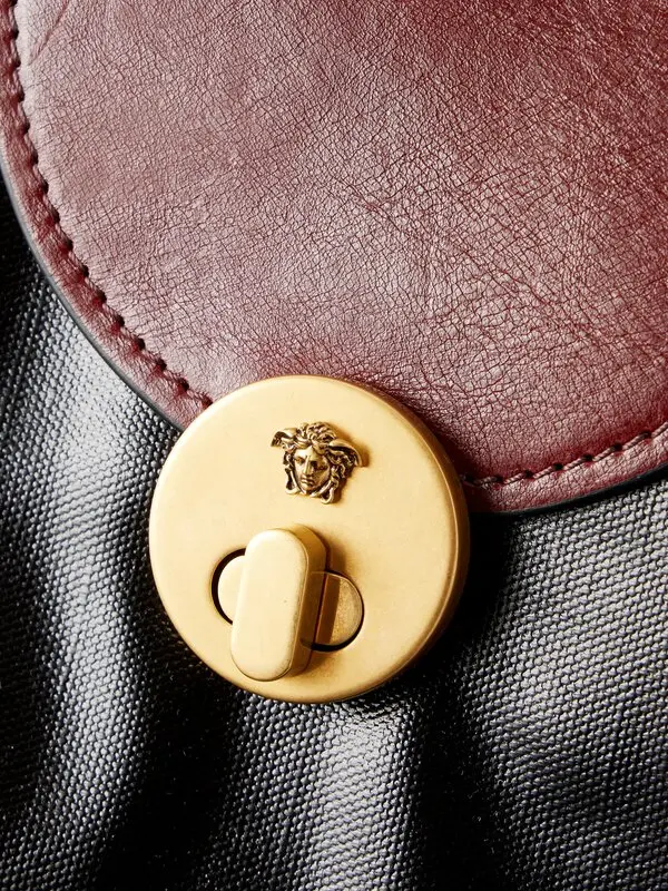 Versace Vivienne Medusa-embellished Leather-trimmed Tote