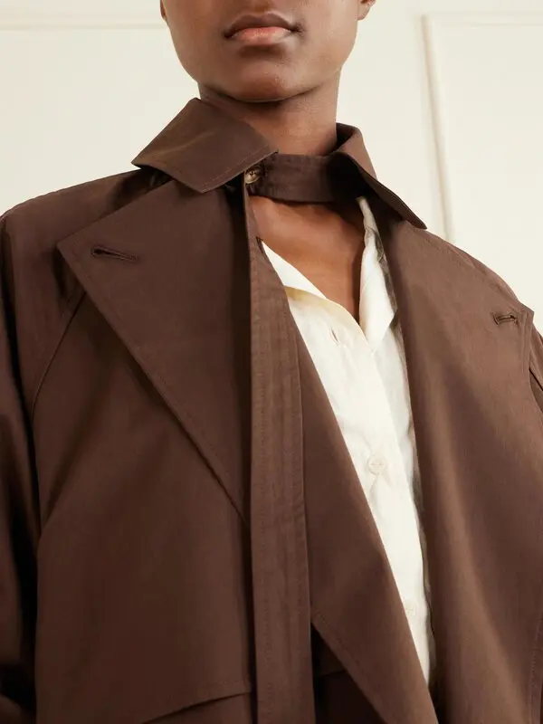 Ossou Delta Cotton-twill Trench Coat - Brown