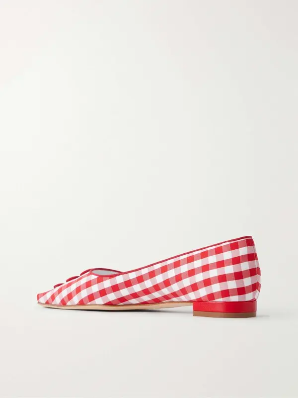 Manolo Blahnik Alexa Checked Woven Ballet Flats