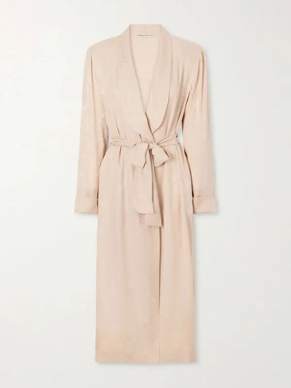 Alessandra Rich Belted Silk-moiré Midi Dress - Blush