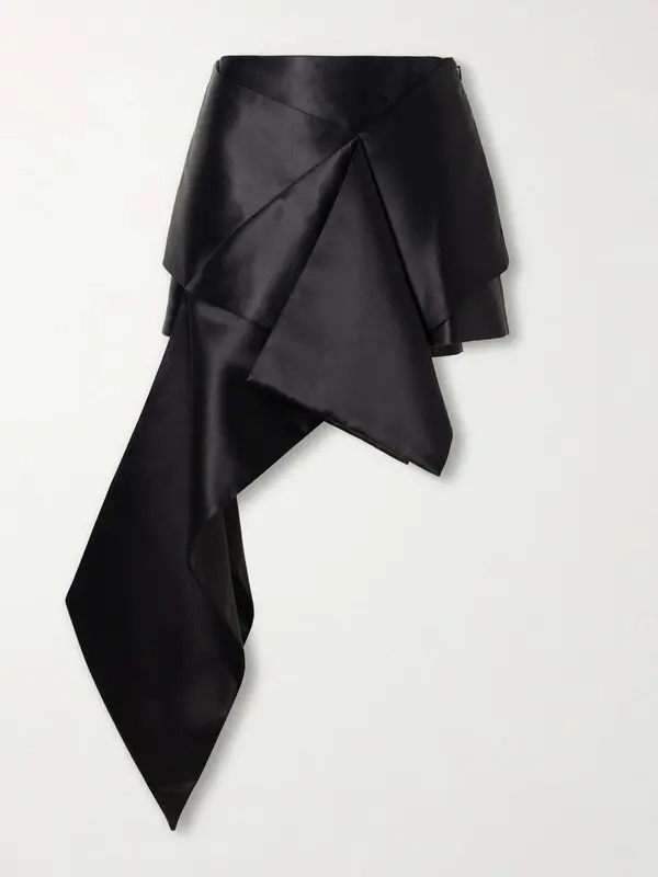 JW Anderson Cross Draped Cotton And Silk-blend Satin Mini Skirt - Black