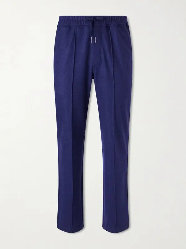 TOM FORD Straight-leg Pintucked Cashmere Sweatpants - Blue