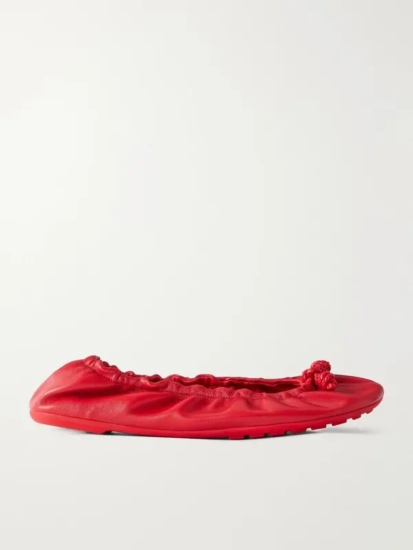 Bottega Veneta Fantasmina Leather Ballet Flats - Red