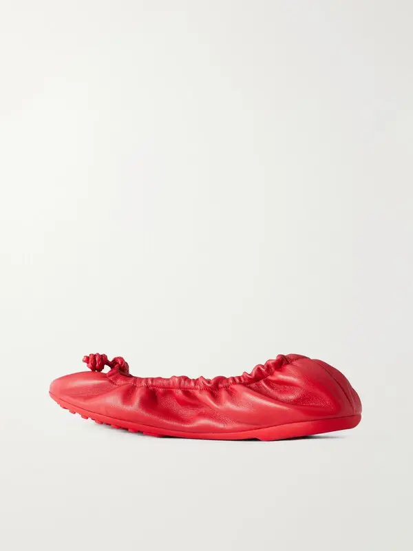 Bottega Veneta Fantasmina Leather Ballet Flats - Red