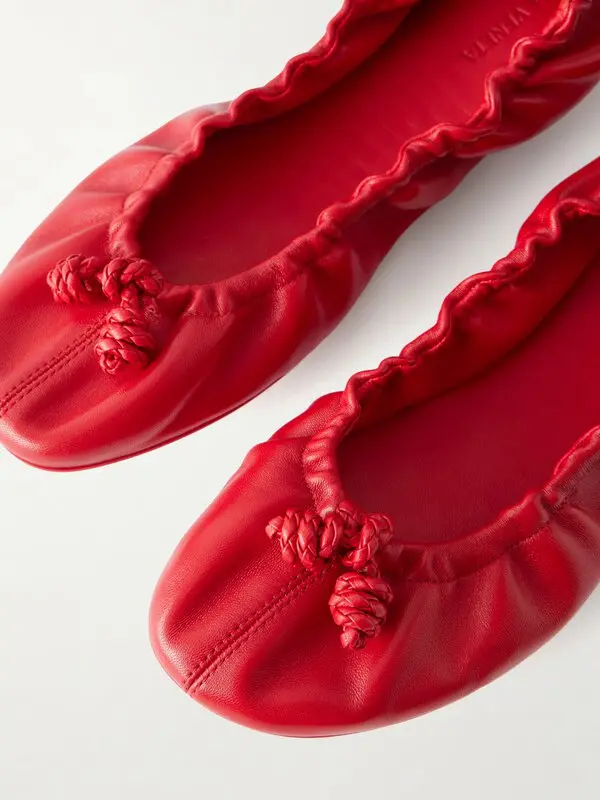 Bottega Veneta Fantasmina Leather Ballet Flats - Red