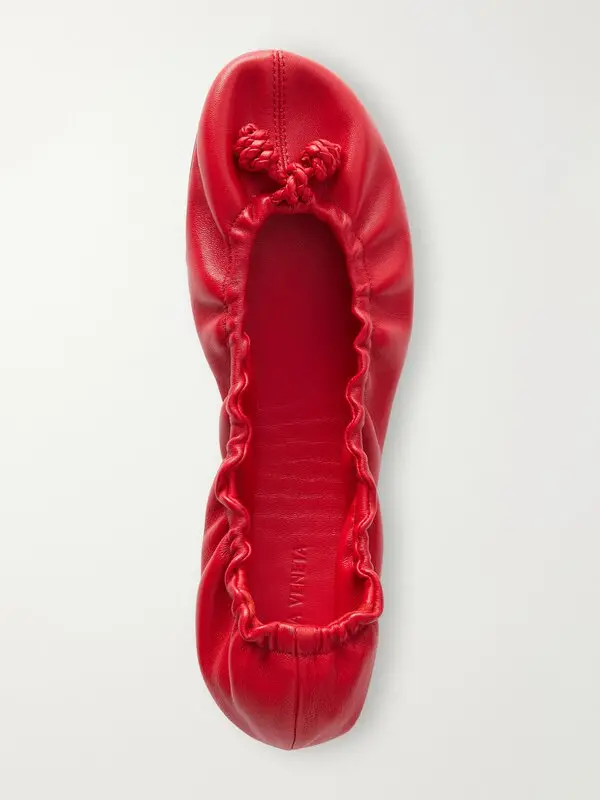 Bottega Veneta Fantasmina Leather Ballet Flats - Red