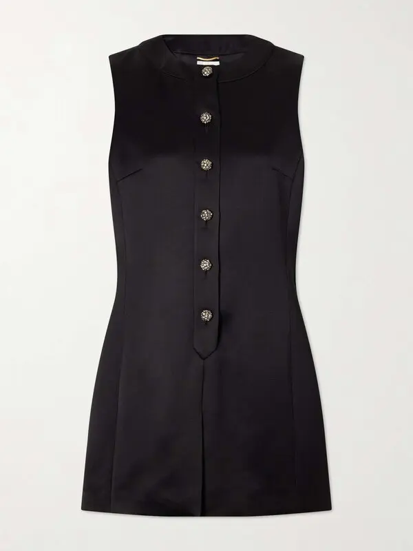 Saint Laurent Crystal-embellished Crepe Mini Dress