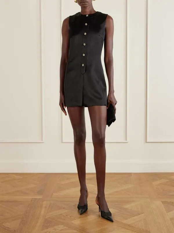 Saint Laurent Crystal-embellished Crepe Mini Dress
