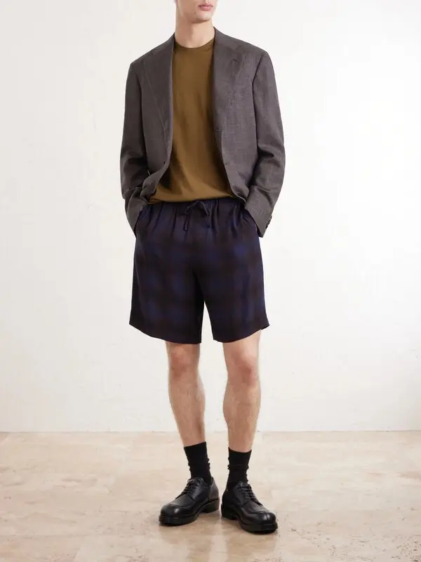 Dries Van Noten Wide-leg Checked Twill Shorts